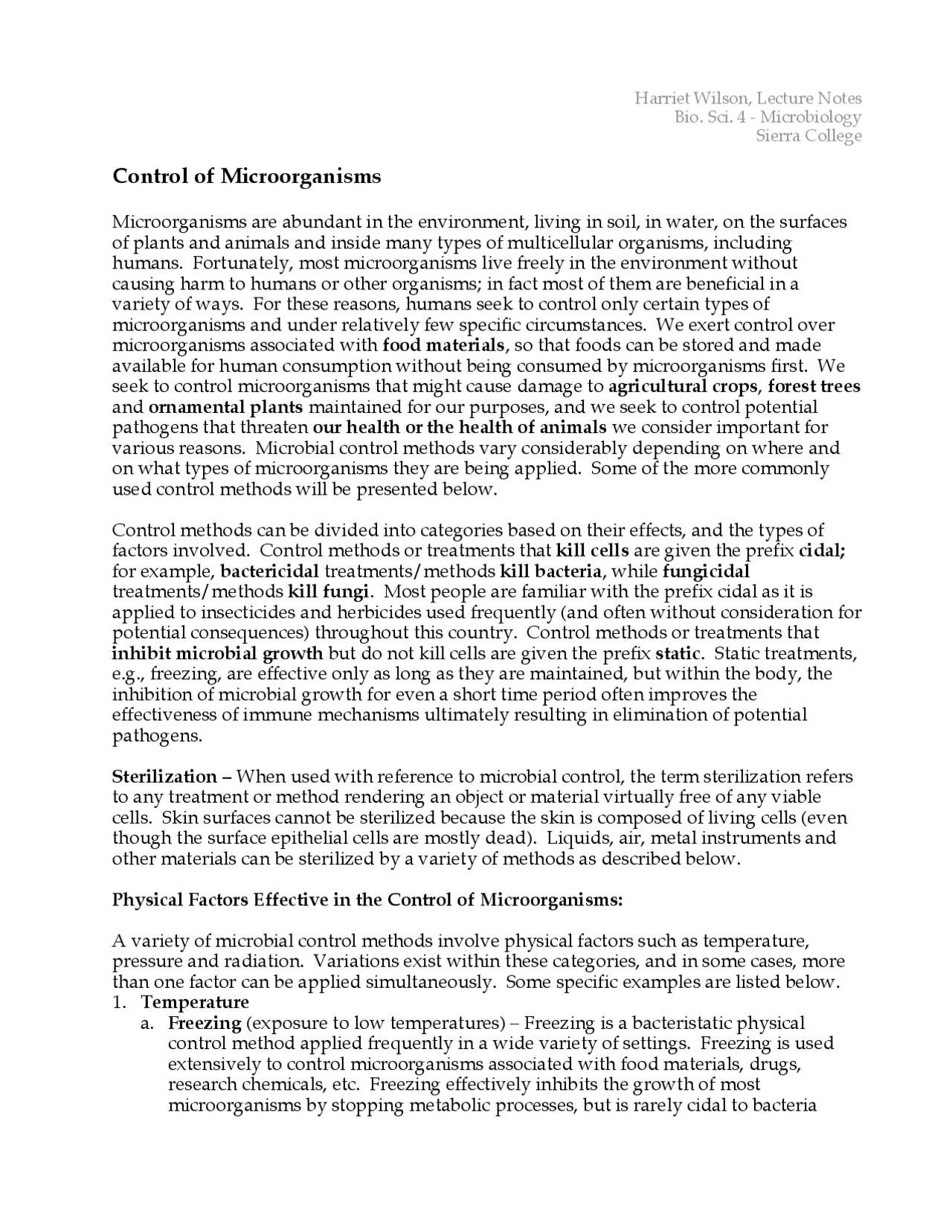 Control Of Microorganisms Lecture Notes Biol 0004 Docsity