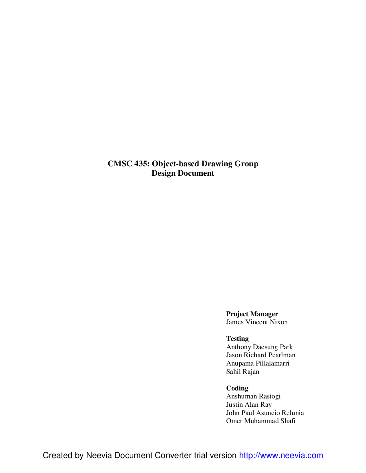 Object Based Drawing Group Design Document Software Engineering Cmsc 435 Docsity