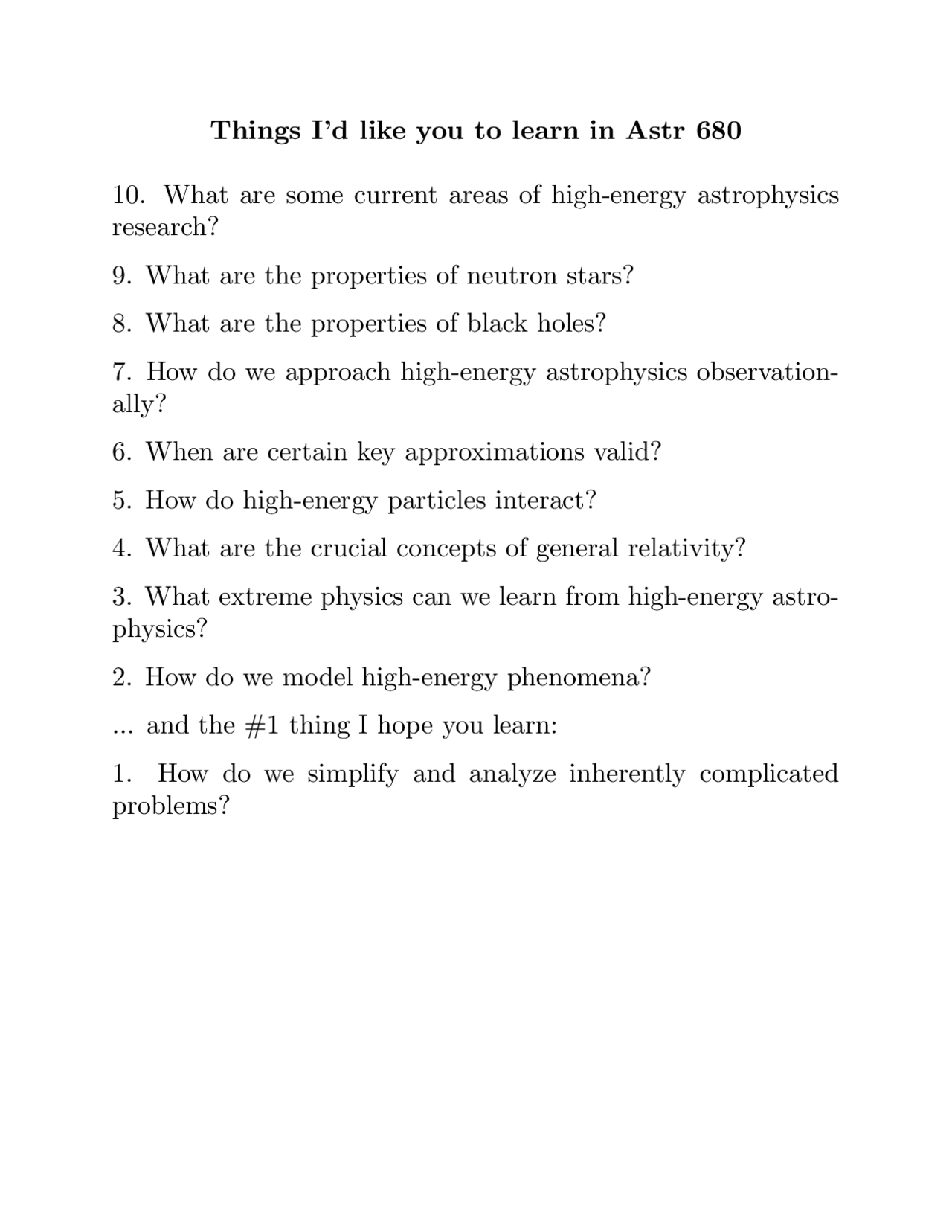 Review Questions From High Energy Astrophysics Notes Astr 680 Docsity