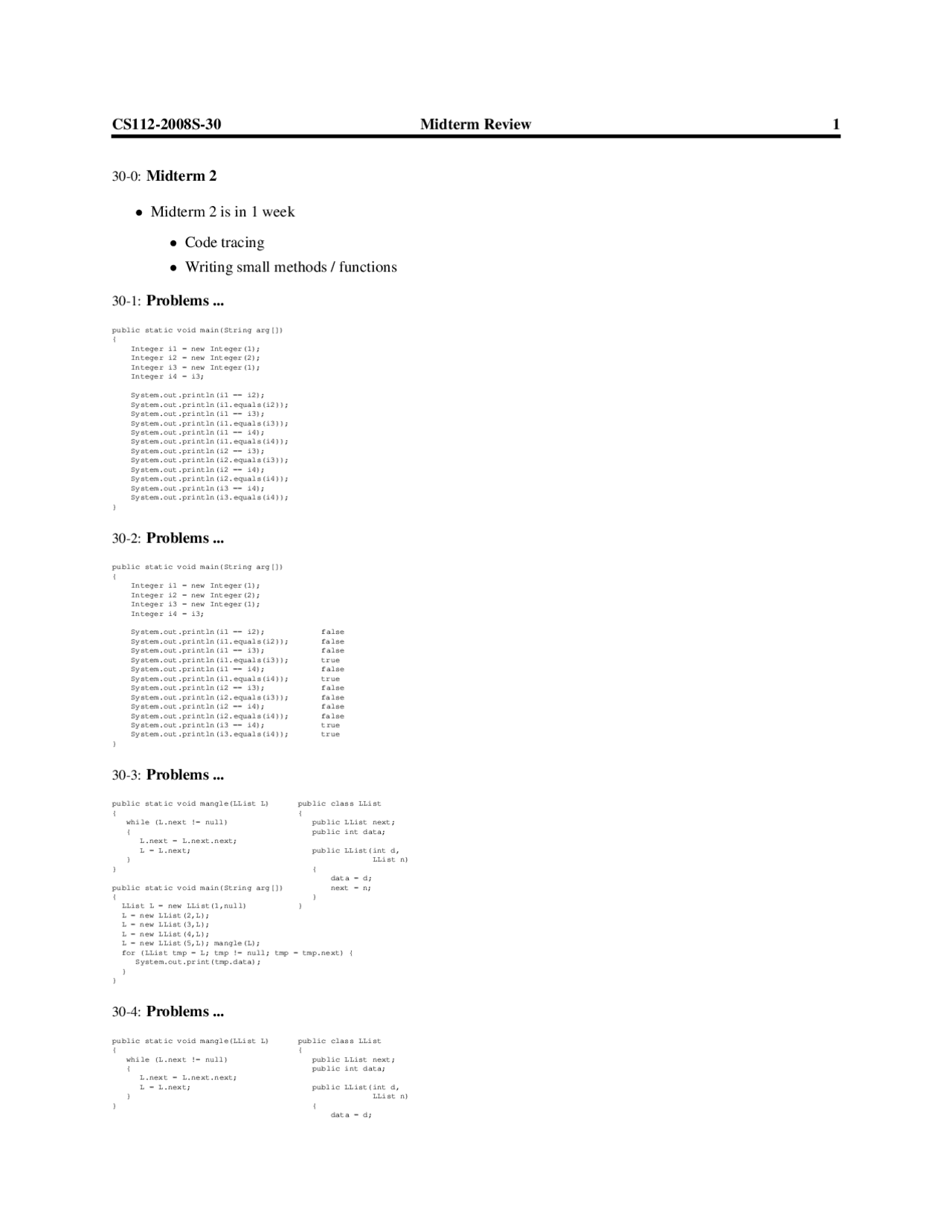 Midterm Exam 2 Review Introduction To Computer Science Ii Cs 112 Docsity