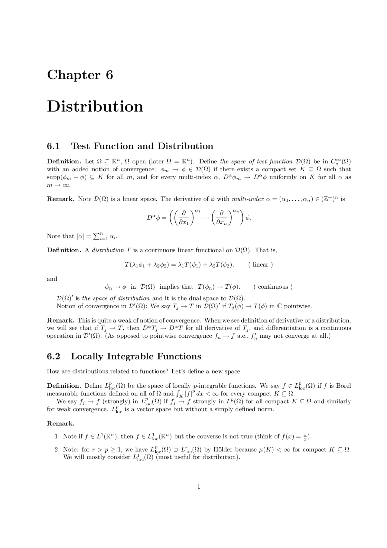 Lecture Notes on Distribution - Analysis | MAT 201C - Docsity