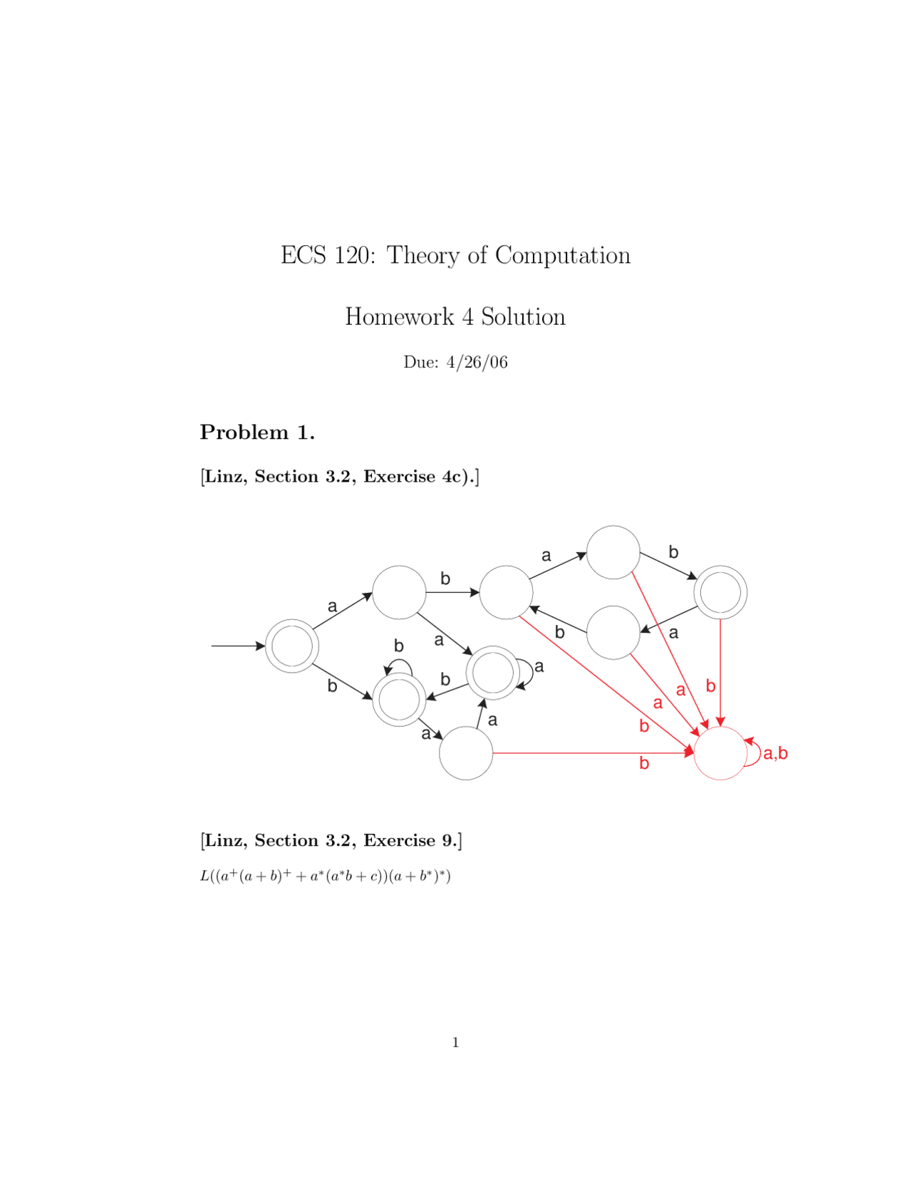 Assignment With Solution For Theory Of Computation Ecs 120 Docsity