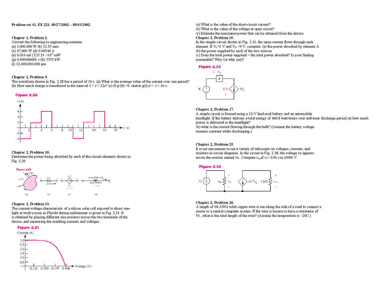 Assignment 1 Introduction To Electrical Engineering Ee 221