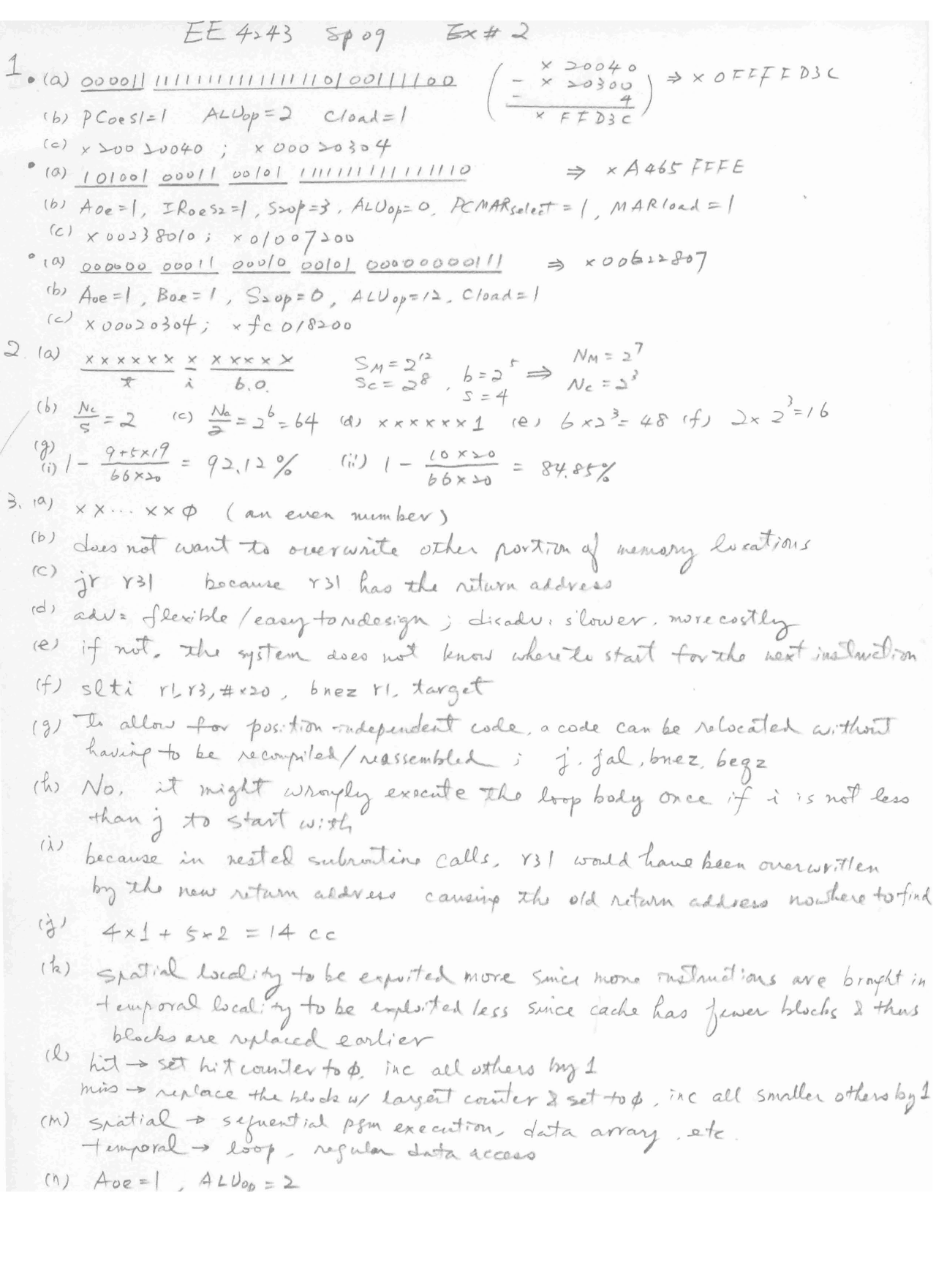 Exam 2 with Resolution | Computer Organization and Architecture | EE 4243 - Docsity