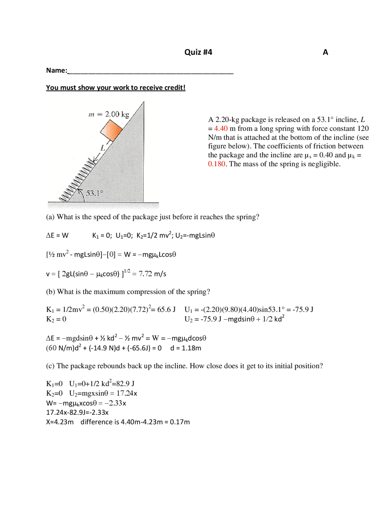 Solved Quiz Iv Classical Physics Phy 009a Docsity