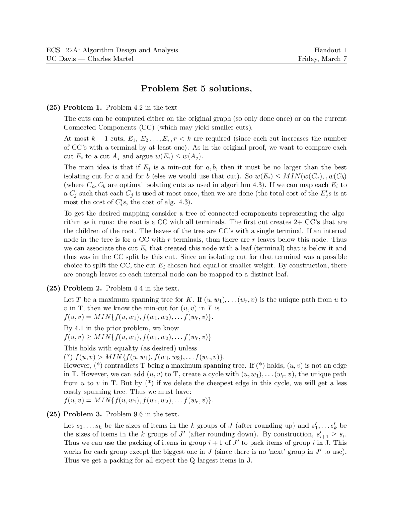 4 Solved Problems On Algorithm Design Assignment 5 Ecs 122a Docsity 5375