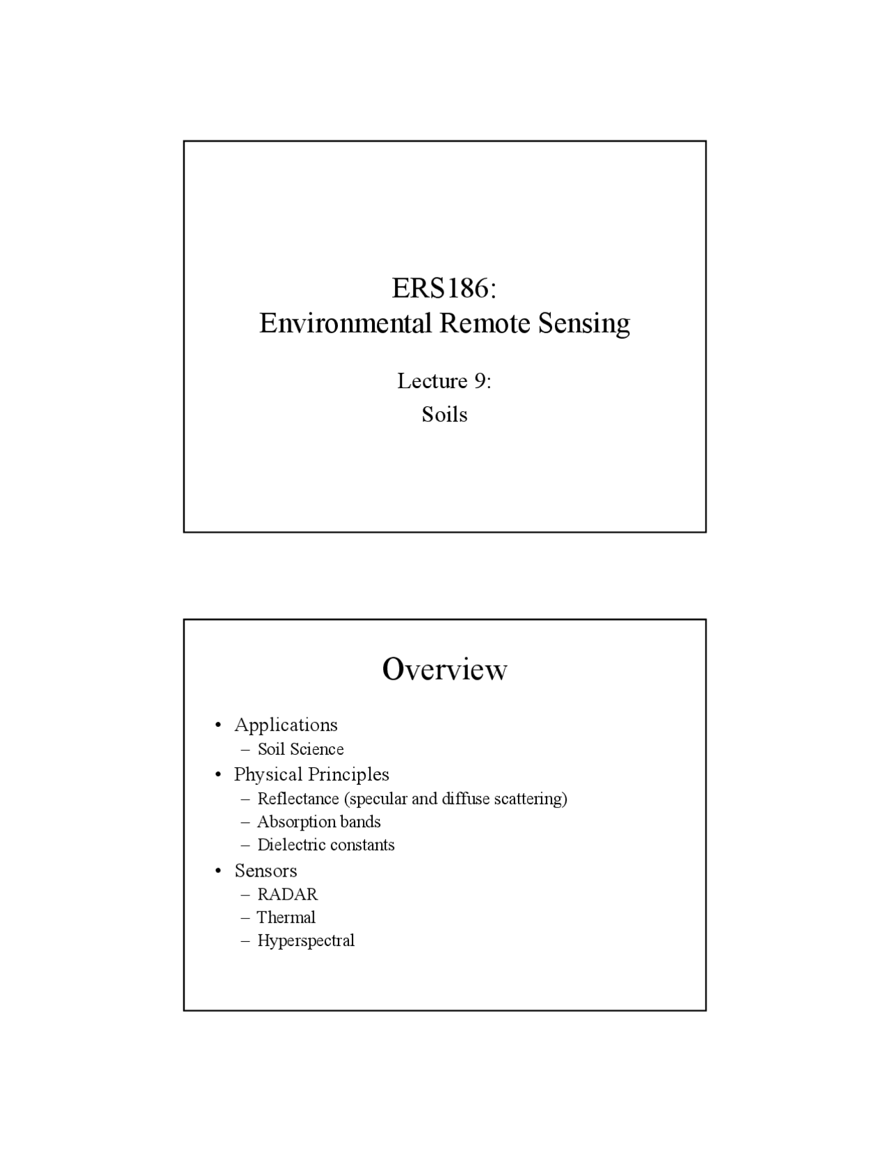 Lecture Slides on Soils - Environmental Remote Sensing | ERS 186 ...
