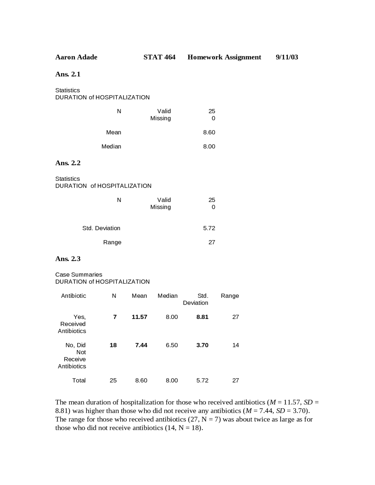 Assignment 1 With Solutions For Biostatistics Stat 464 Assignments
