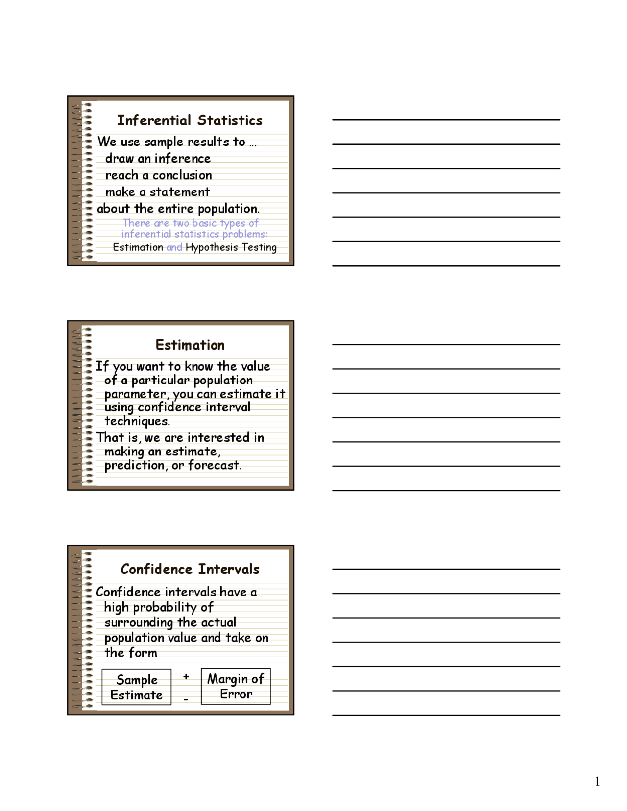 Inferential Statistics - Slides - Elementary Statistics | MATH 0013 - Docsity