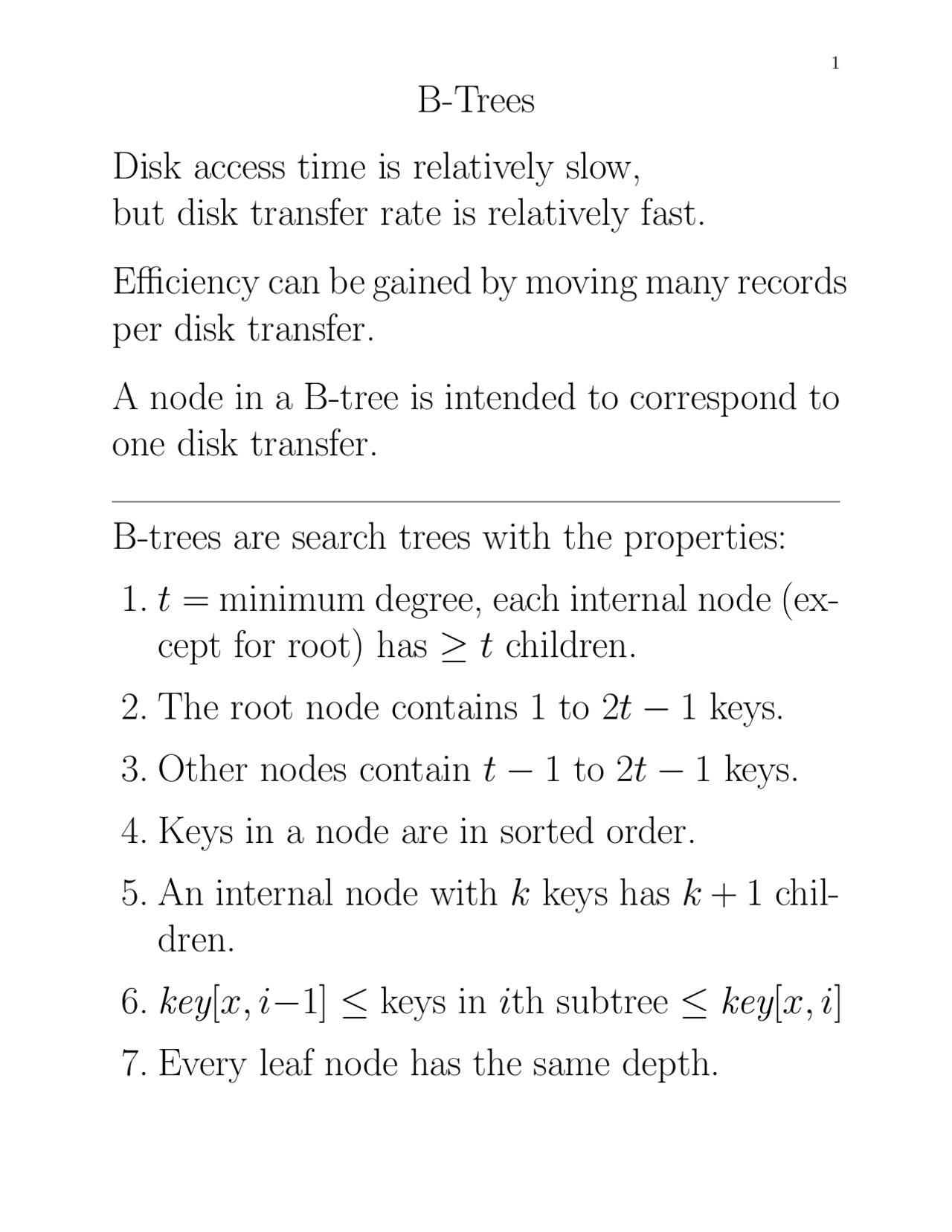 Lecture Notes on B Trees - Analysis of Algorithms | CS 5633 | Study ...