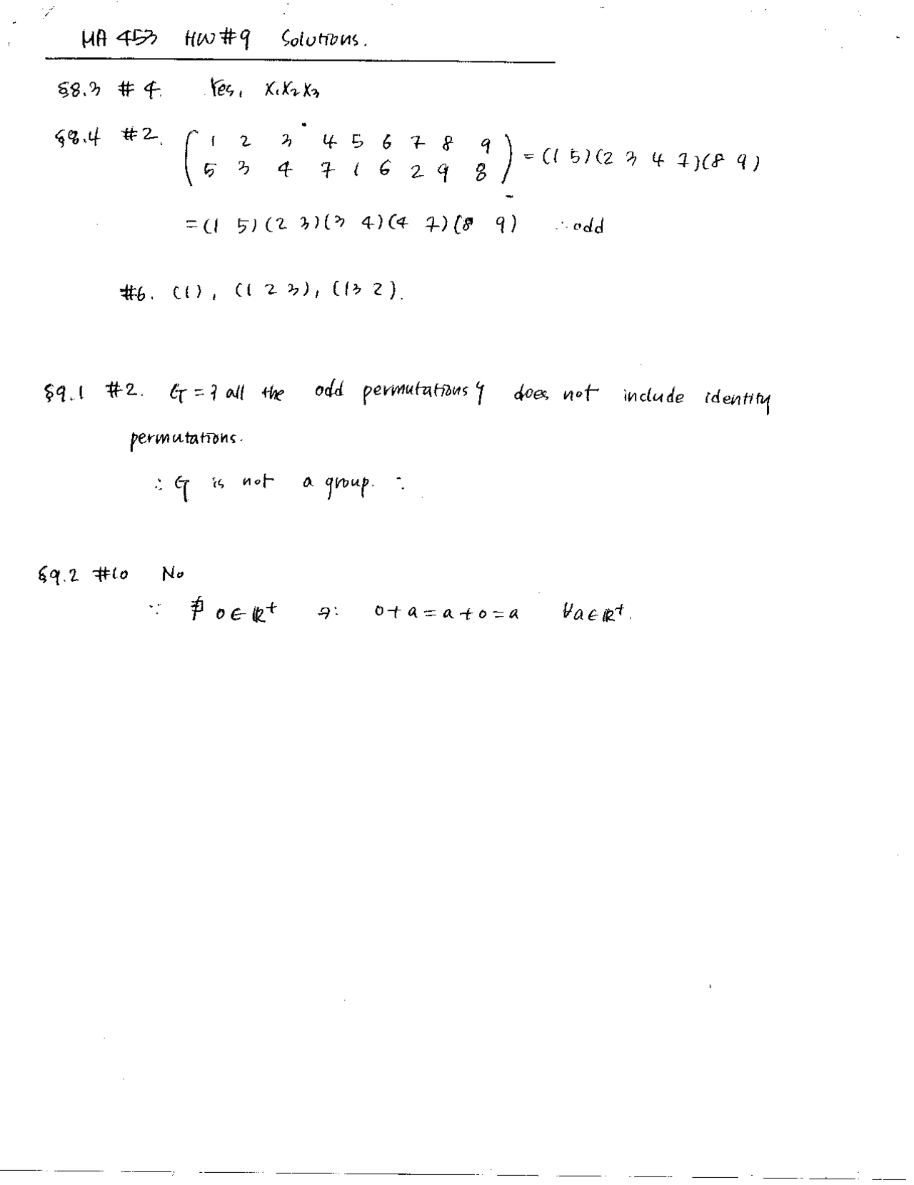 Homework 9 Solutions Elements Of Algebra I Ma 45300 Assignments