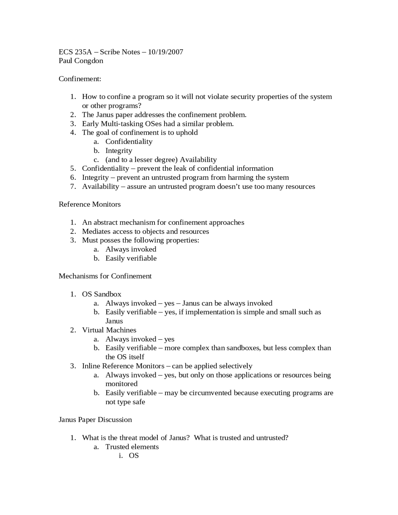 Notes On Confinement Lecture Notes Ecs 235a Docsity