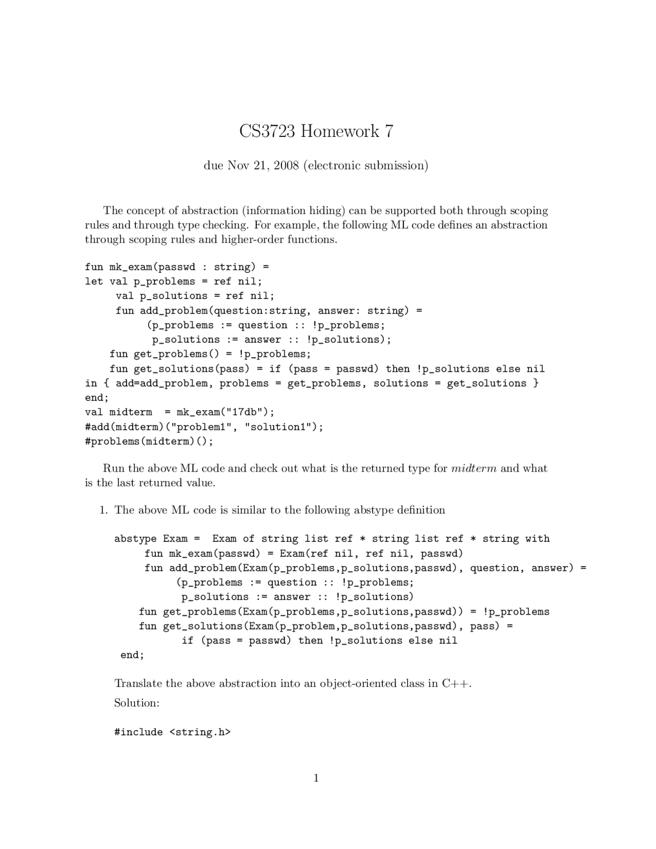 Electronic Submission For Assignment 7 Programming Languages Cs