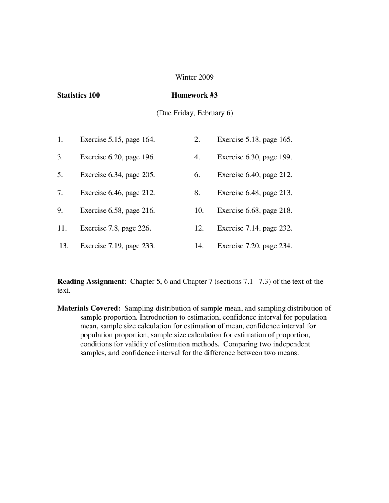 Homework 3 Applied Statistics For Biological Science Sta 100 Docsity