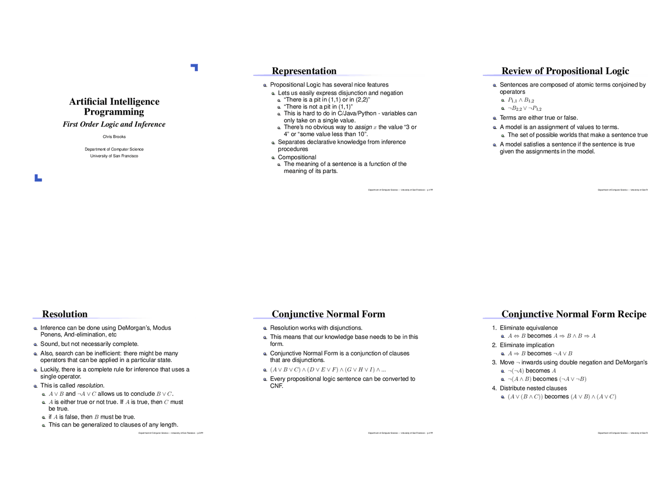 First Order Logic And Inference Assignment Cs 662 Docsity