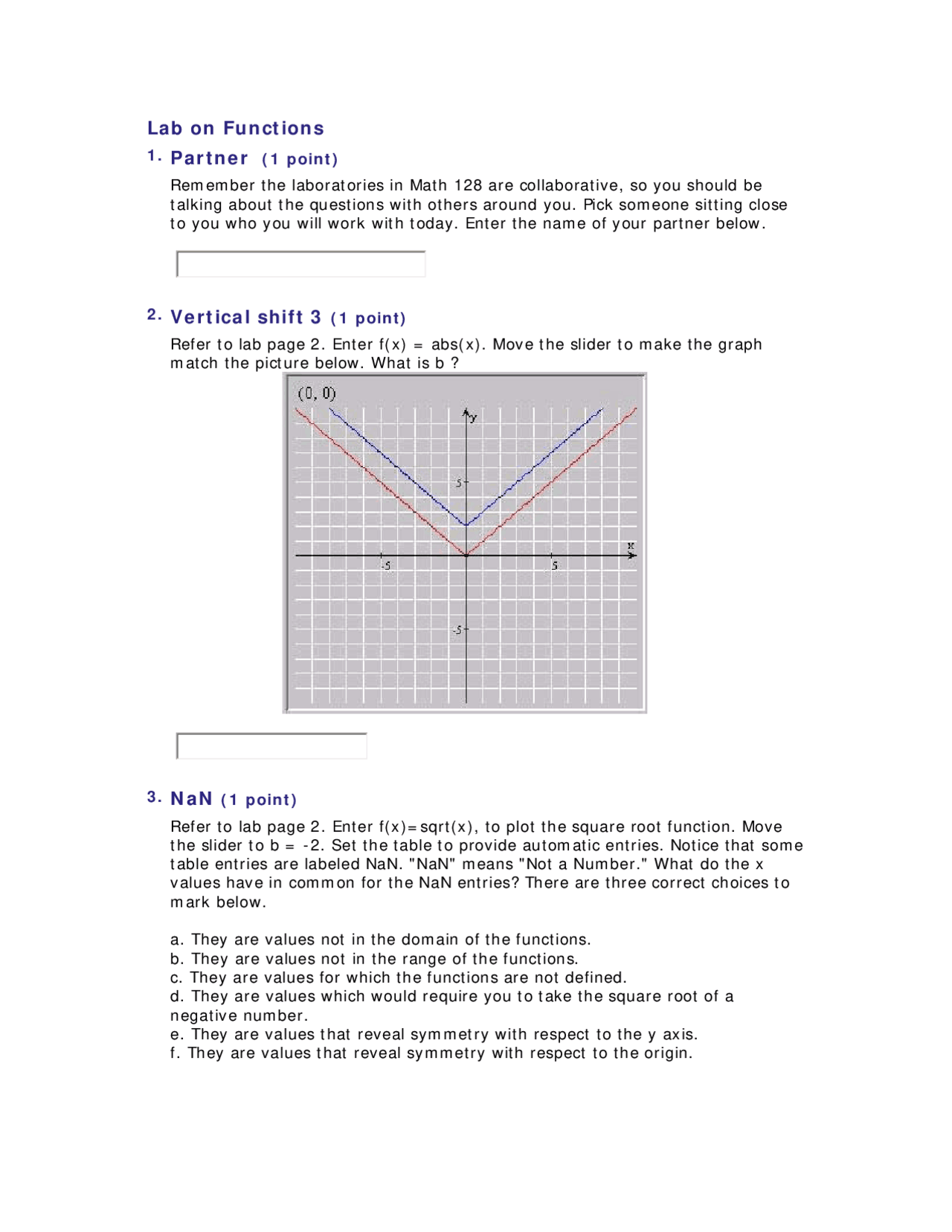 Lab On Functions Plane Trigonometry Math 128 Docsity