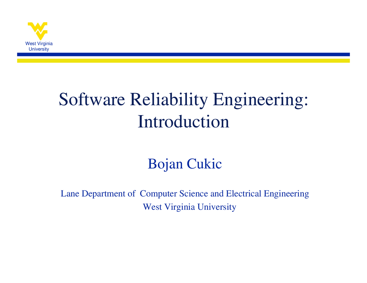 Software Reliability Engineering Introduction Slides Seng 691d