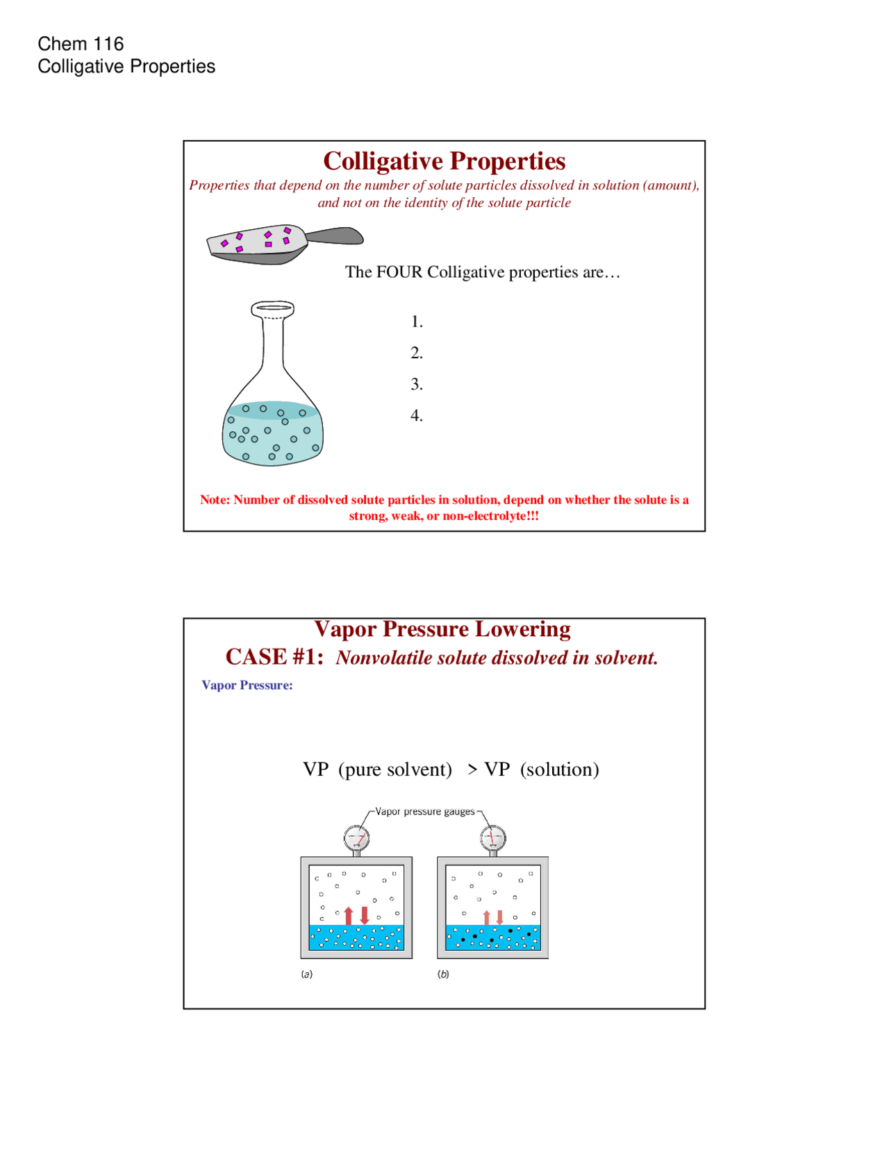 Lecture Slides on Colligative Properties | CHEM 116 - Docsity