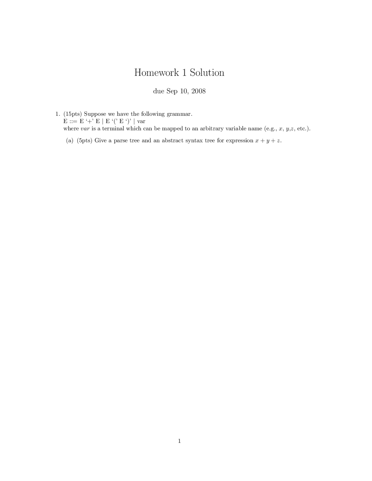 Homework 1 Solutions Programming Languages Cs 3723 Docsity