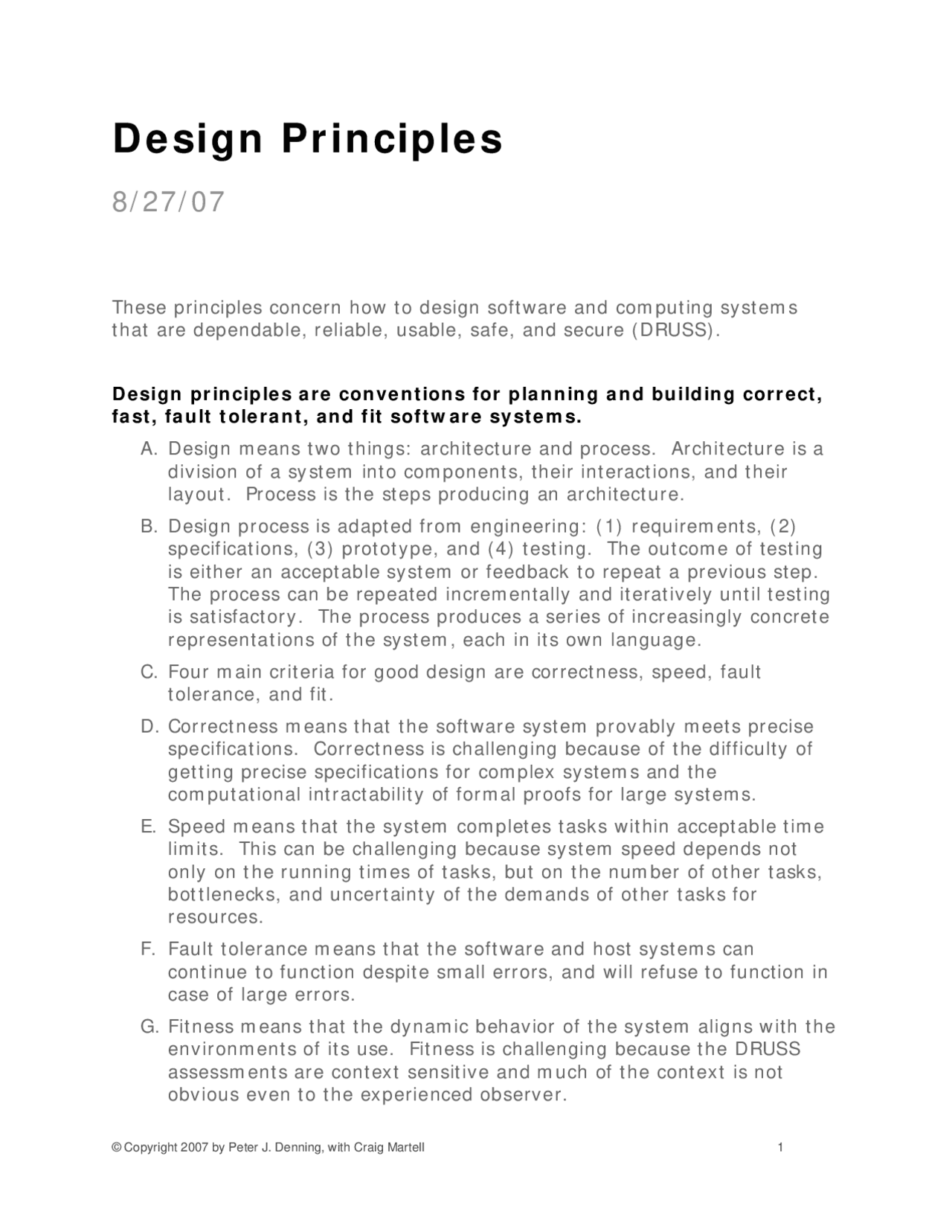 Notes on Design Principles - Computer Science Capstone | CS 5070 - Docsity