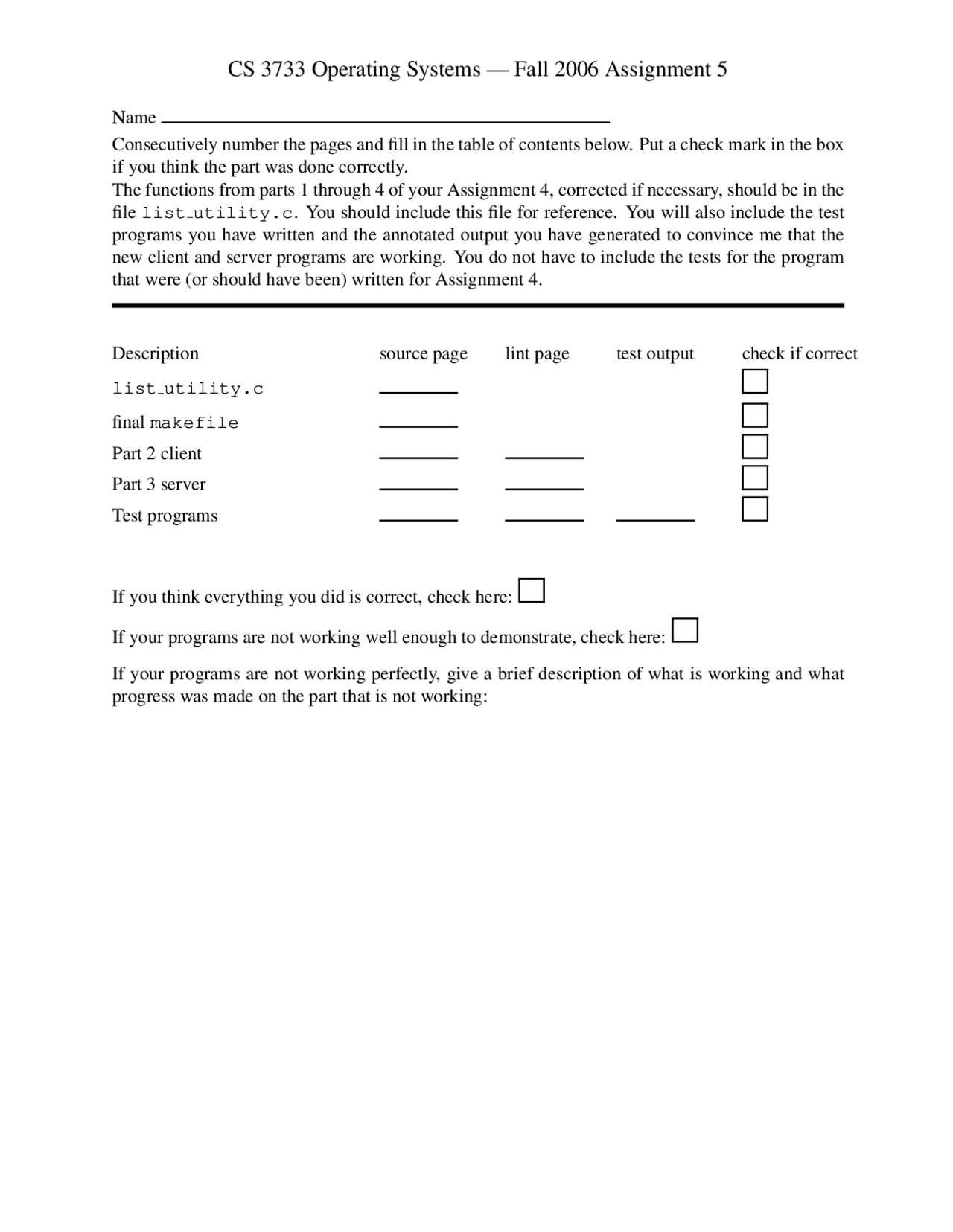 Homework 5 Questions Operating Systems Cs 3733 Docsity