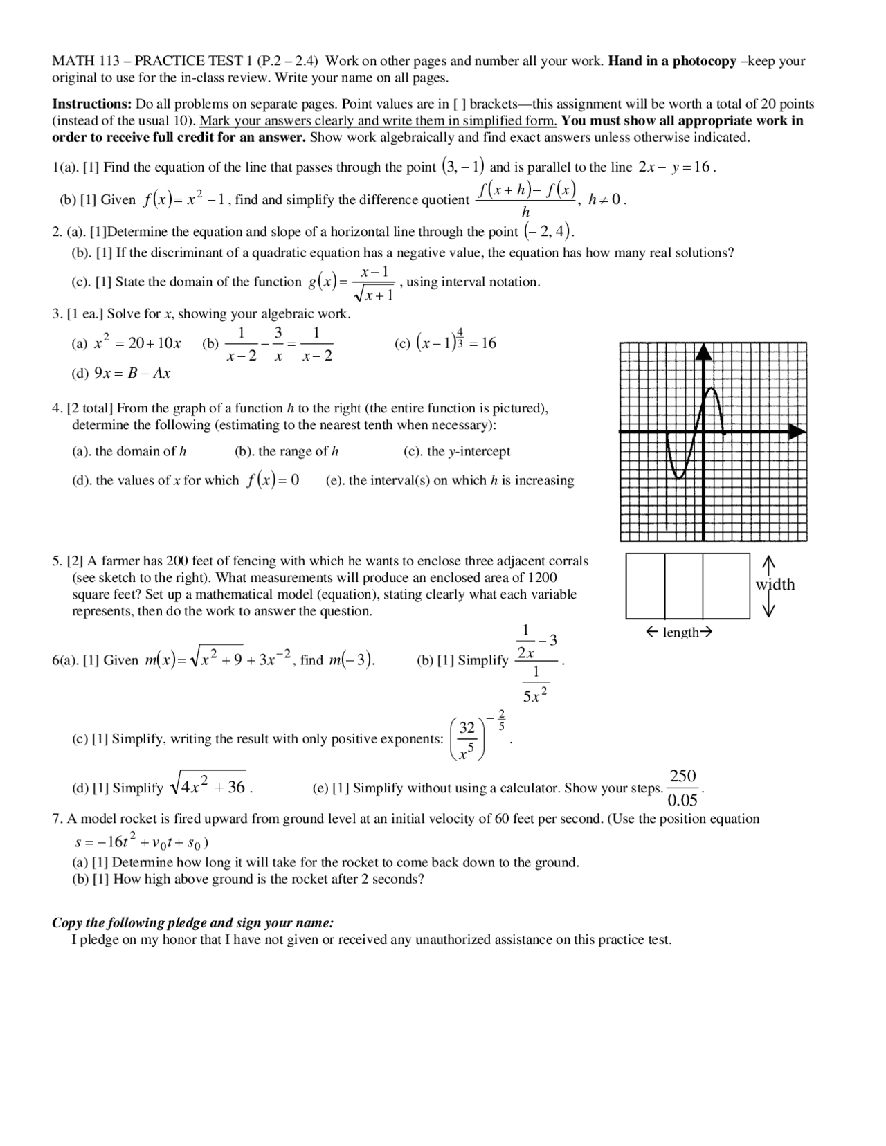7 Solved Problems On Quadratic Equations Final Exam Math 113 Docsity
