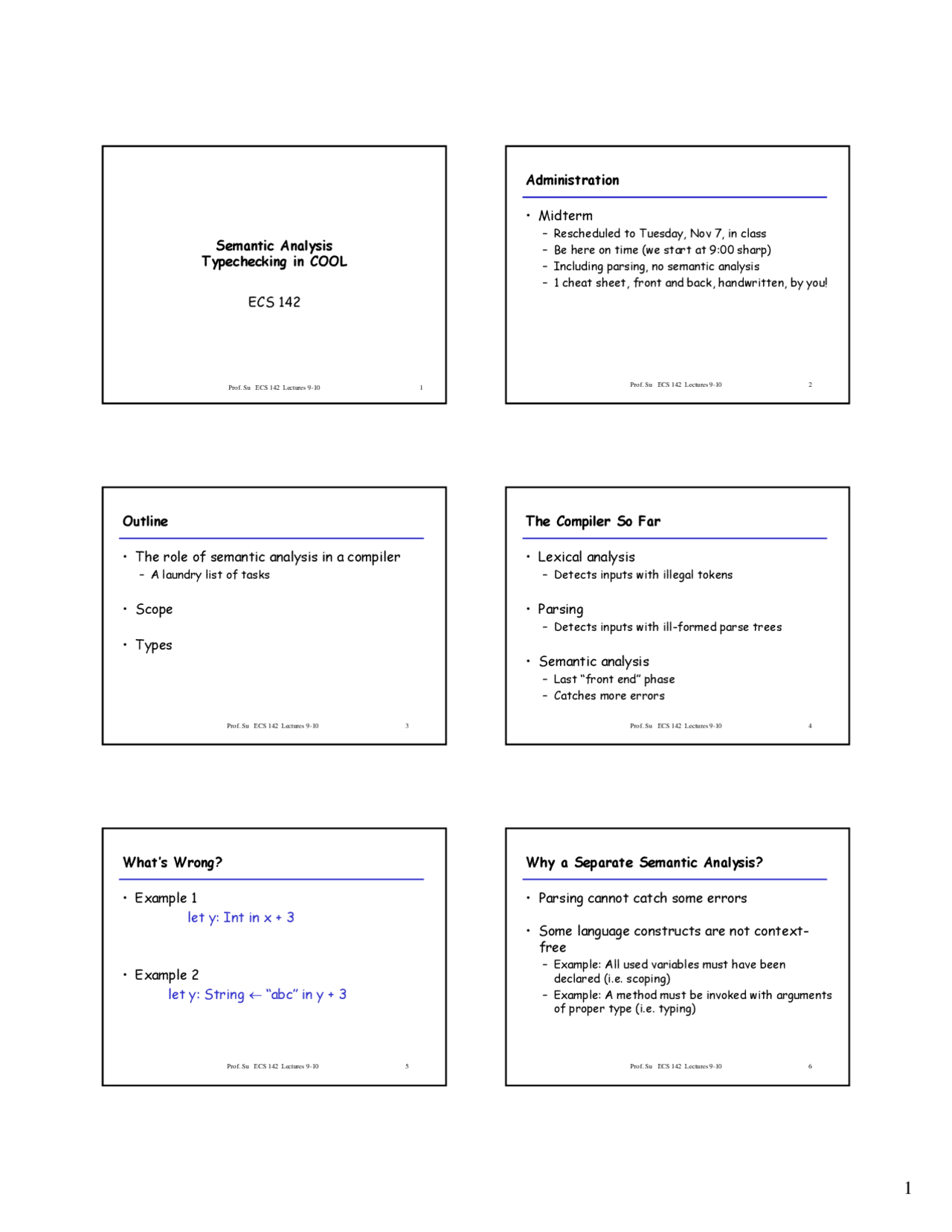 Semantic Analysis Type Checking In Cool Compilers Lecture Slides