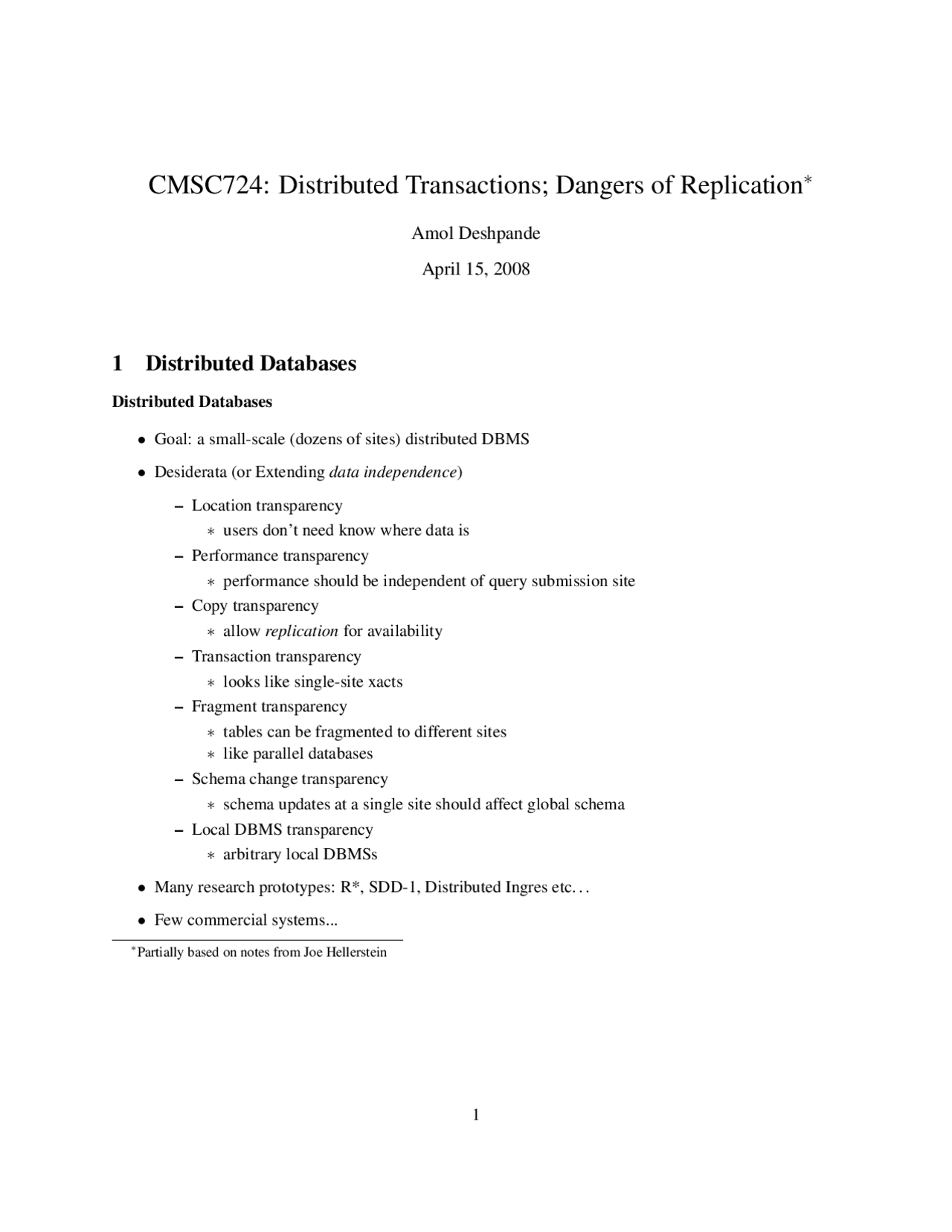 Distributed Transactions Docsity