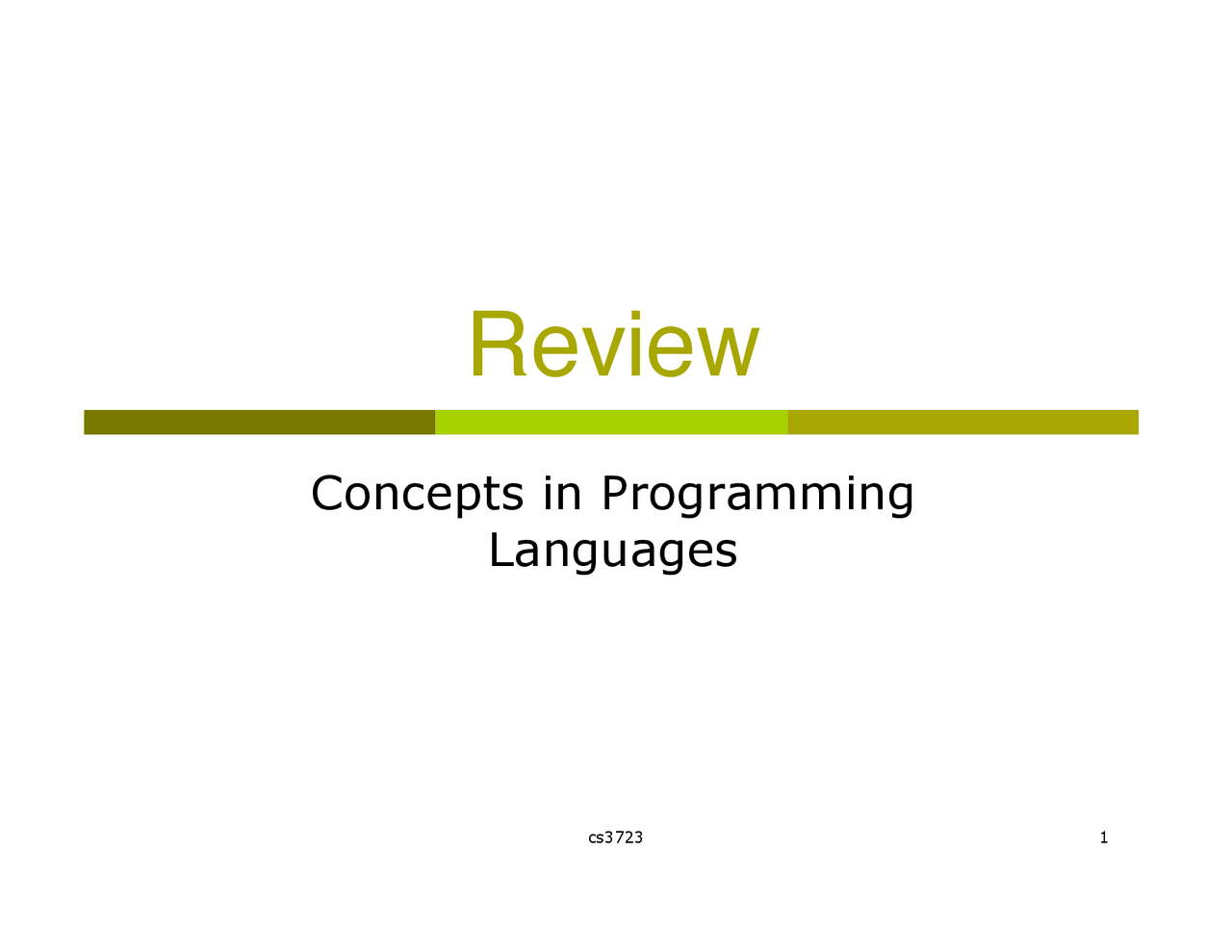 Concept Of Programming Languages Review Cs 3723 Docsity