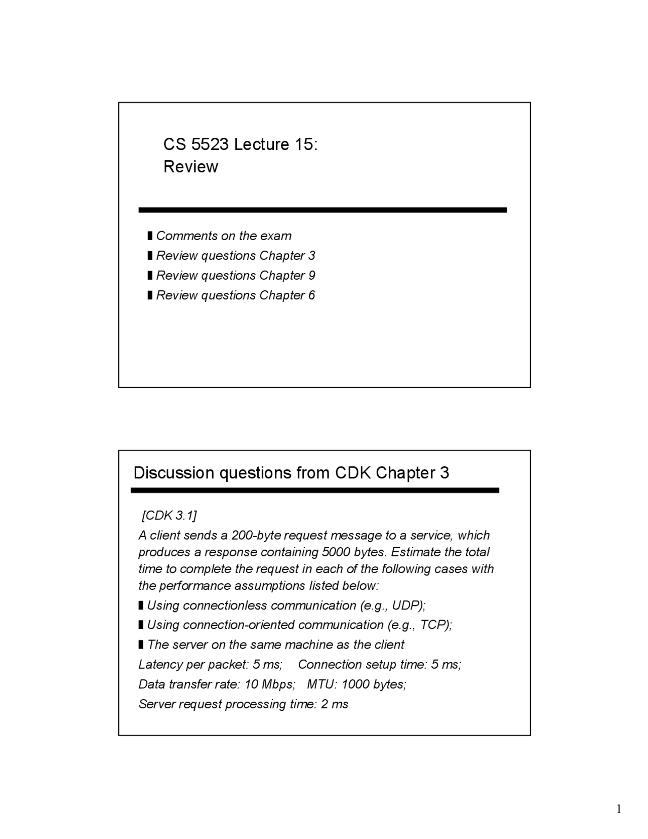 Discussion Questions From Cdk Lecture Review Cs 5523 Docsity