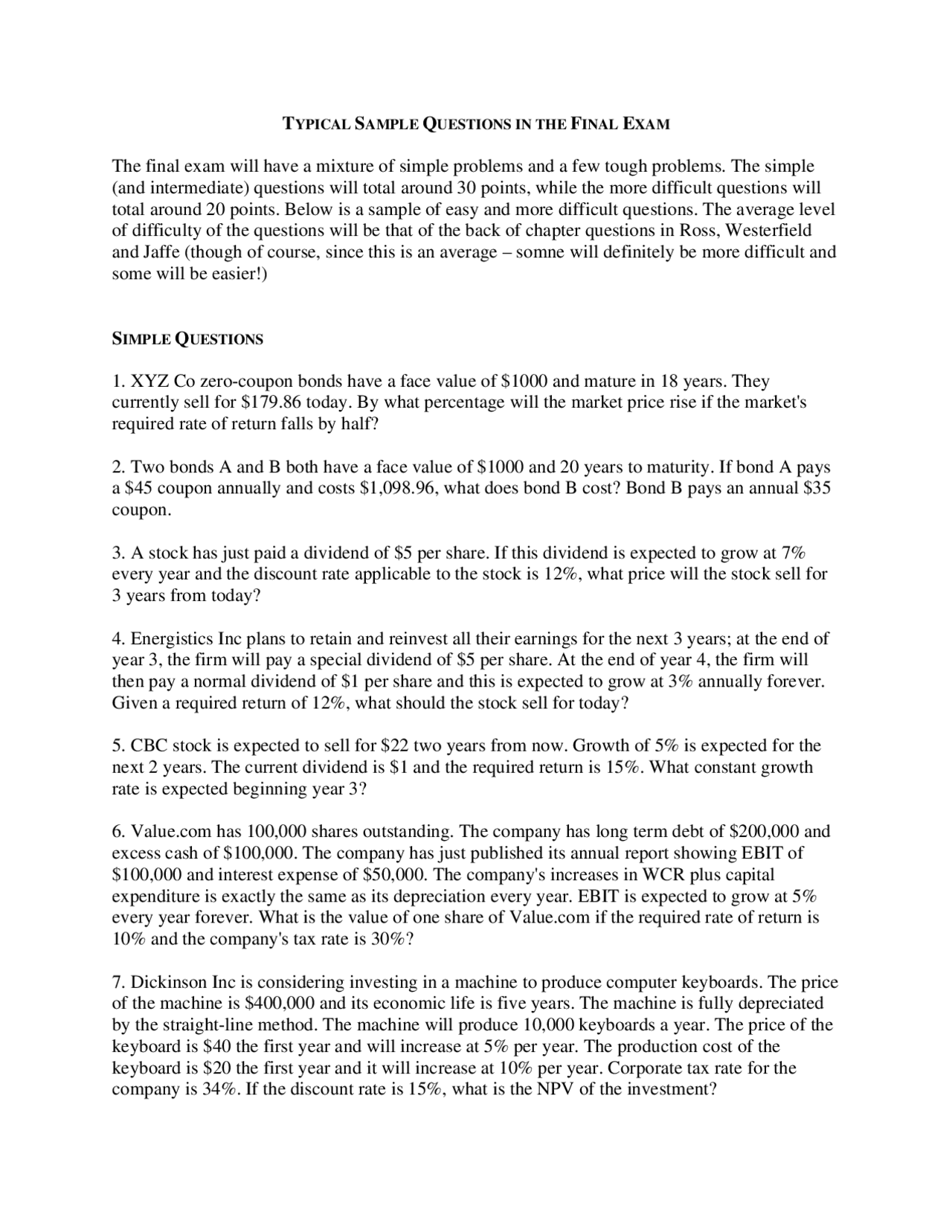 Financial Accounting - Sample Final Exam | MGMT 61000 - Docsity