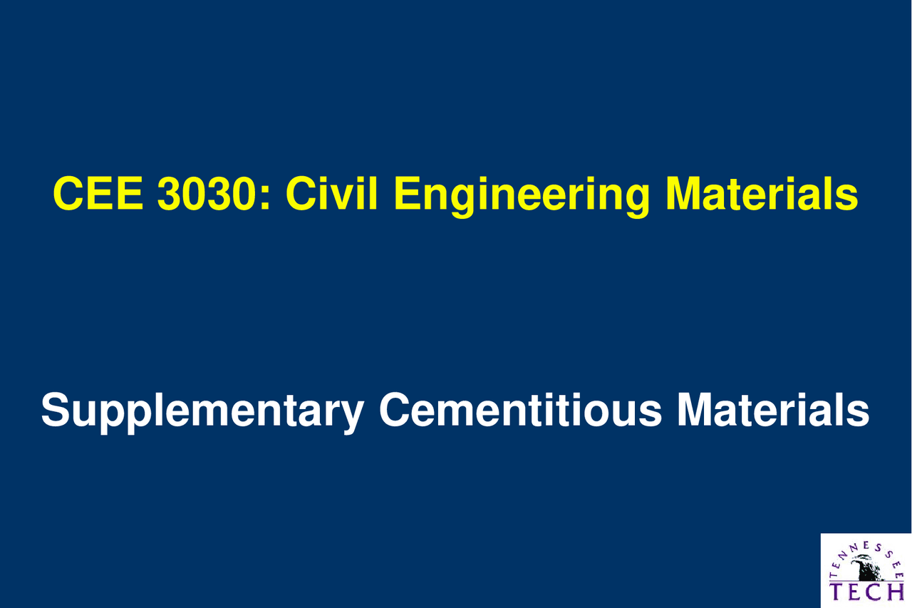 Civil Engineering Materials Supplementary Cementitious Materials Types ...