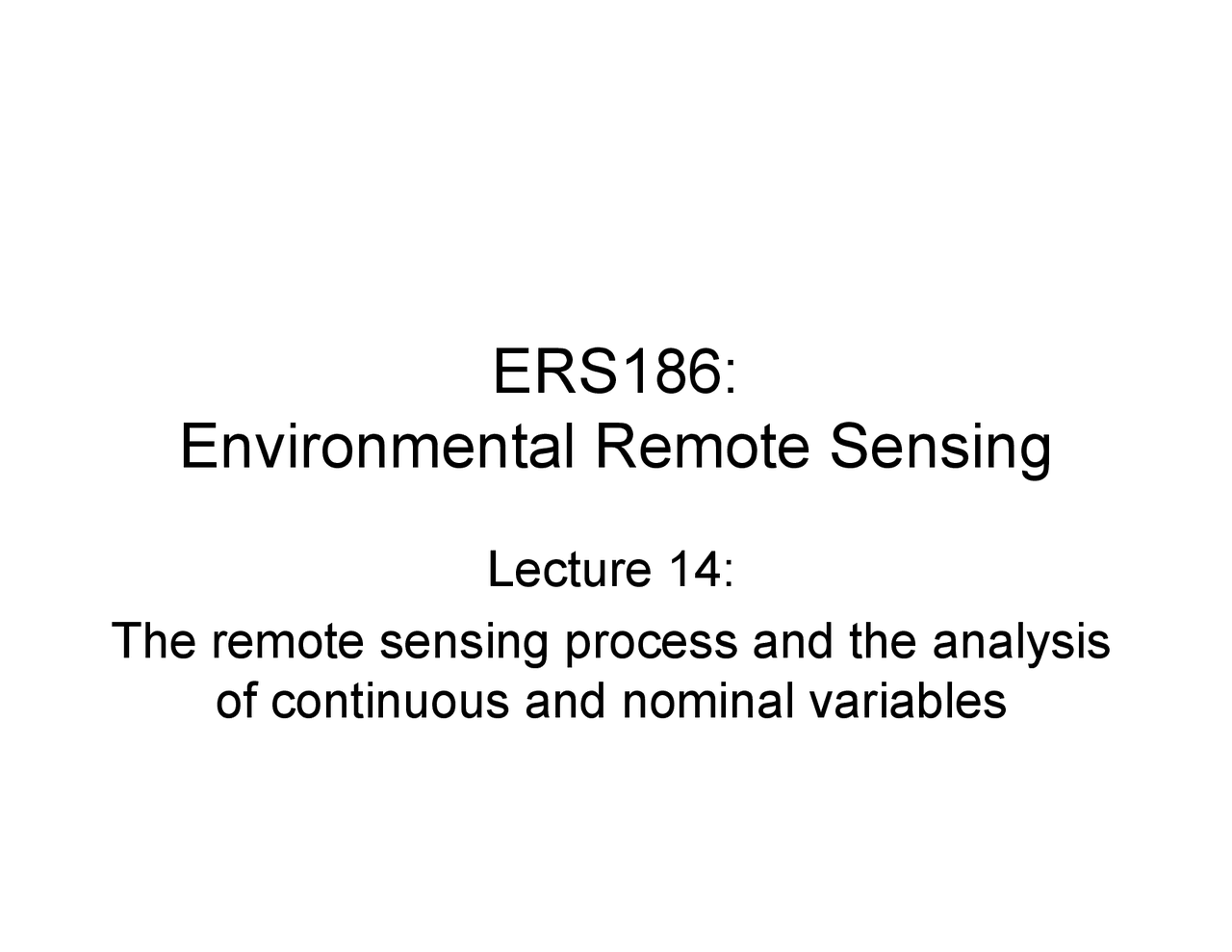 The Goal Of Remote Sensing Lecture Notes Ers 186 Docsity