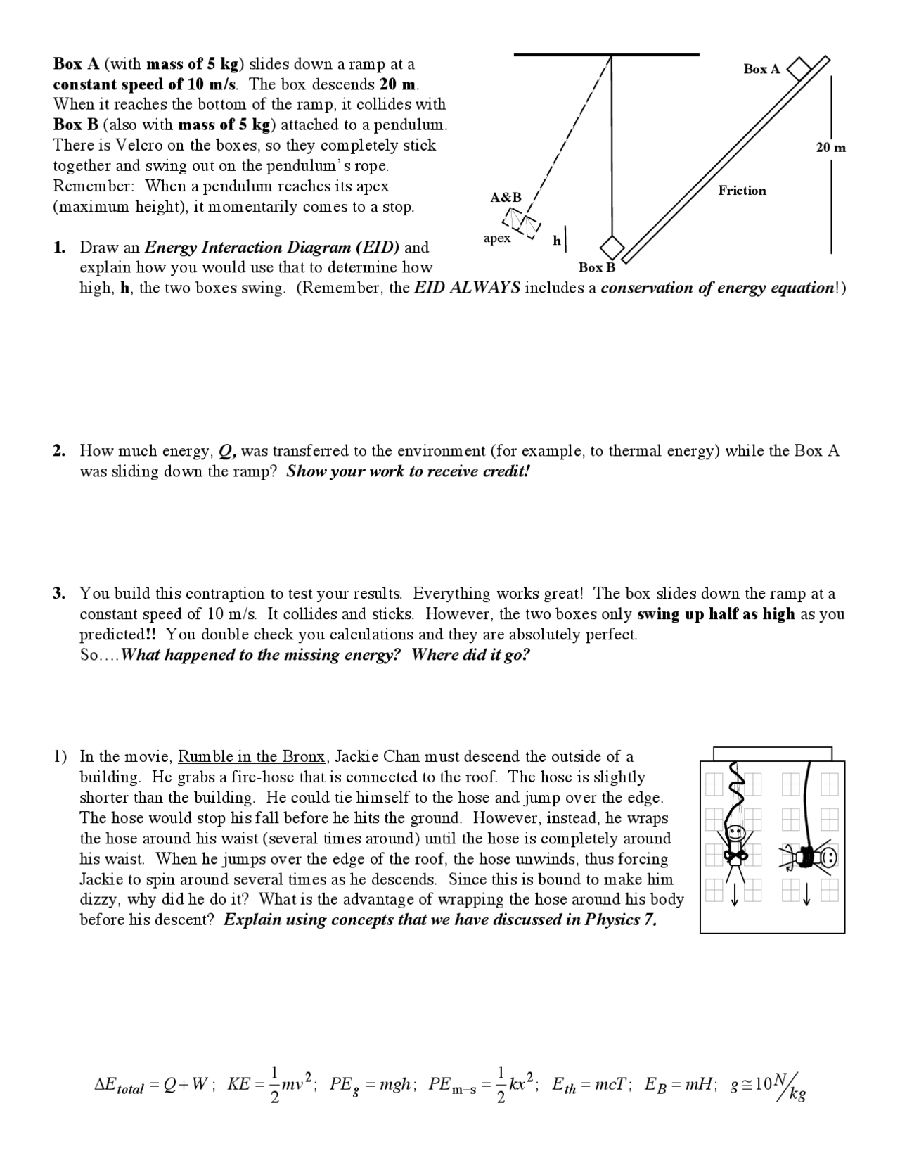 Draw an Energy Interaction Diagram - General Physics | PHY 007A - Docsity
