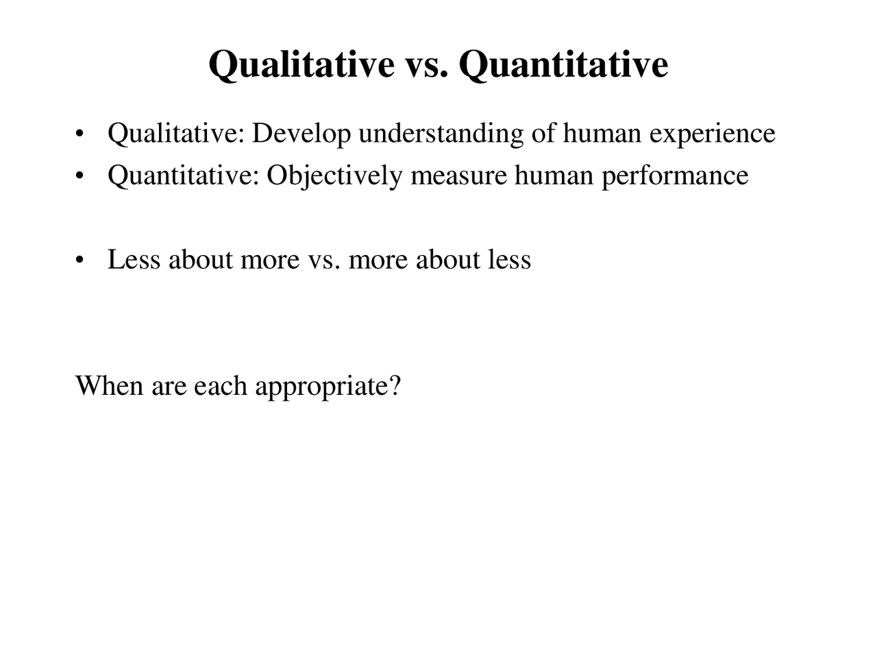 Qualitative Vs Quantitative Lecture Slides Cmsc 434 Docsity