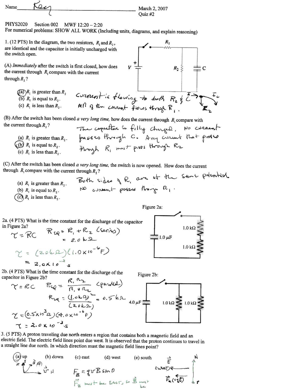 Quiz 2 Questions On Algebra Based Physics Ii With Answers Phys 2020