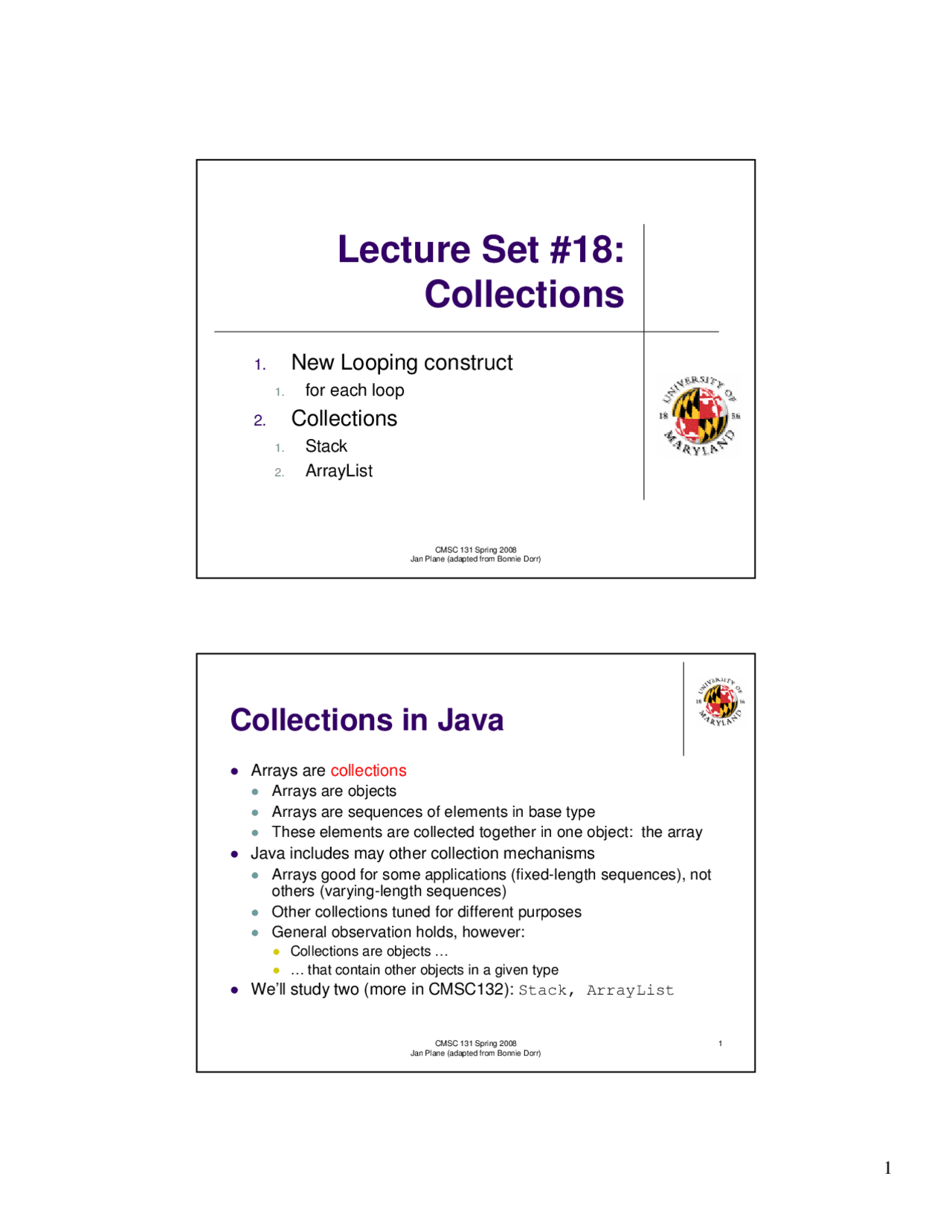 Notes On Collection Object Oriented Programming L Cmsc 131 Docsity 8441
