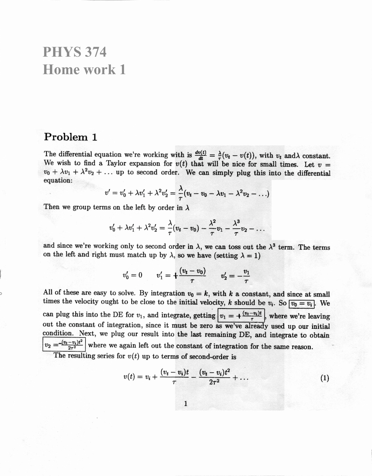 Homework 1 With Solutions Intermediate Theoretical Methods Phys