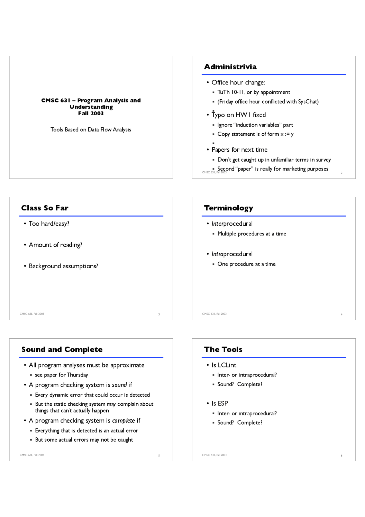 The Tool Based On The Data Flow Analysis Cmsc 631 Docsity