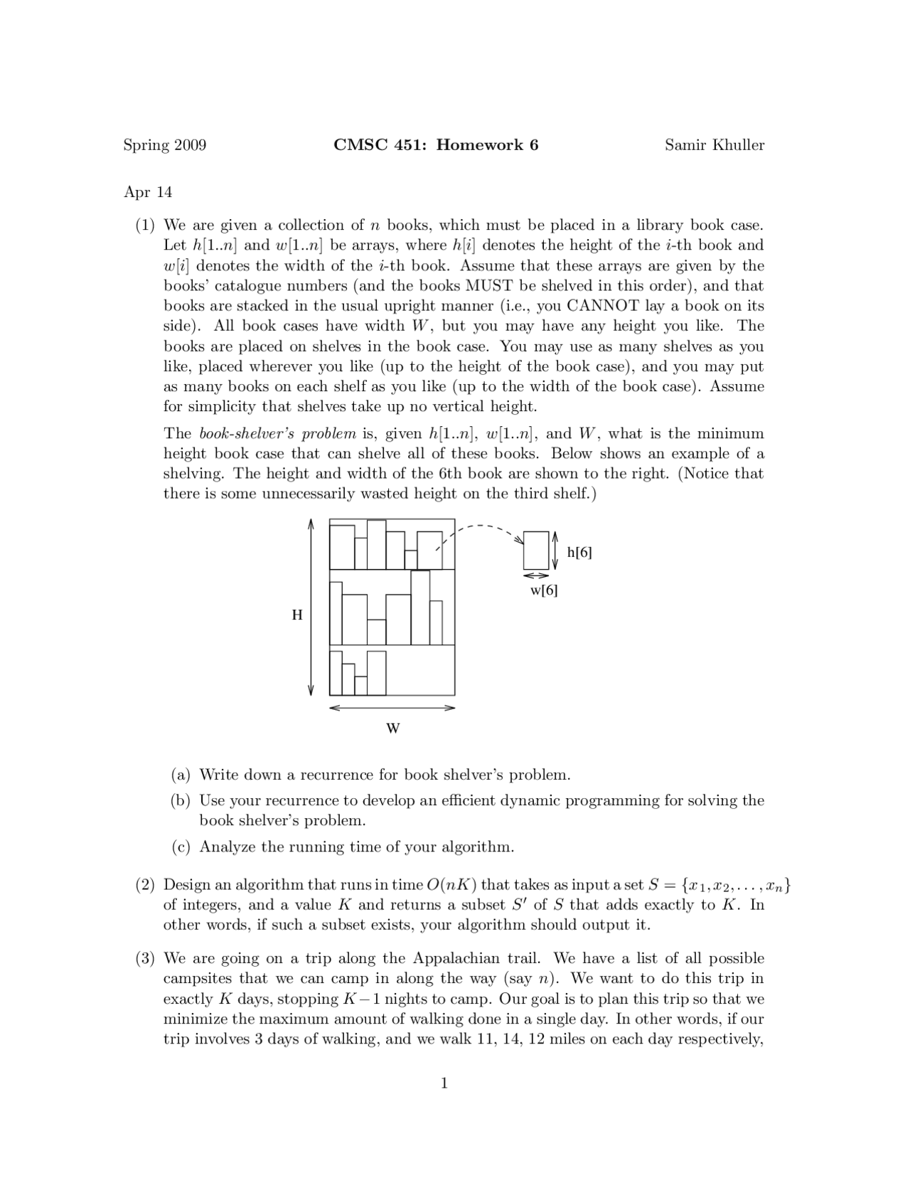 4 Homework Problems On Design And Analysis Of Computer Algorithm Cmsc 4289