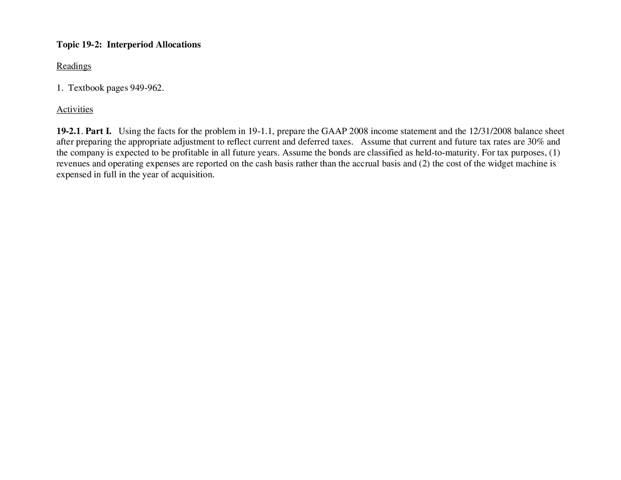 Introduction to Interperiod Allocations | ACC 4953 - Docsity