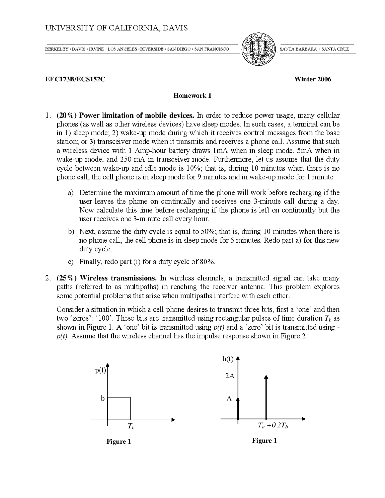 4 Questions In Projects Of Computer Networks Eec 173b Docsity