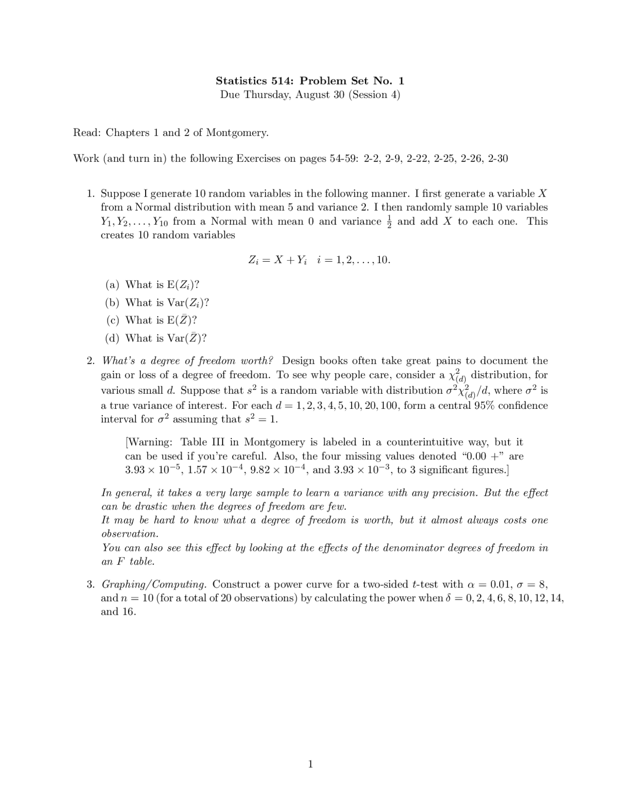 Problem Set 1 With 3 Practice Problems On Design Of Experiments Stat