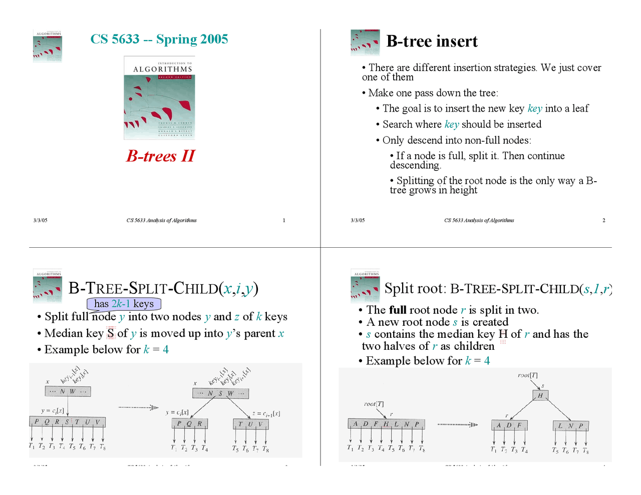 B-Tree Insert Algorithm in CS 5633 Analysis of Algorithms | Study notes ...