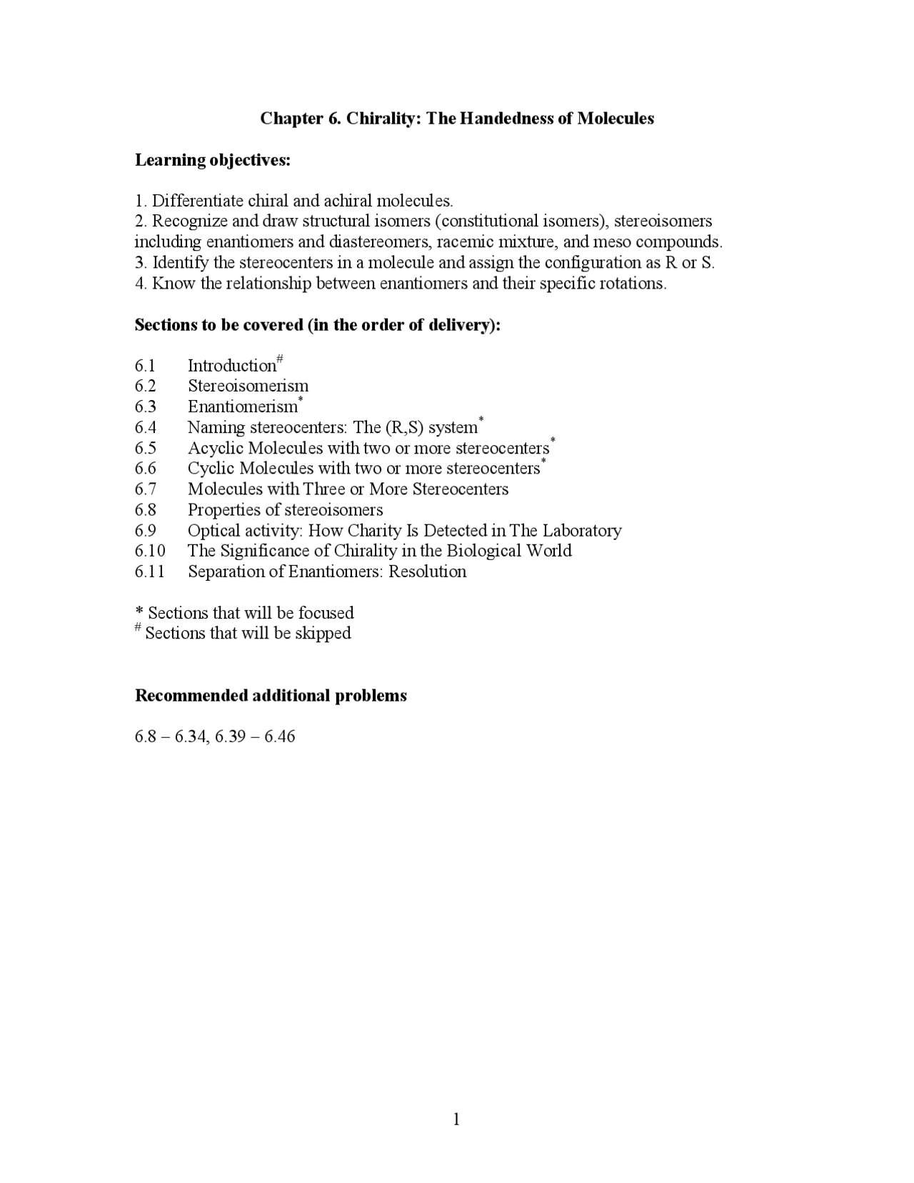 Chirality: The Handedness of Molecules | CHEM 2300 - Docsity