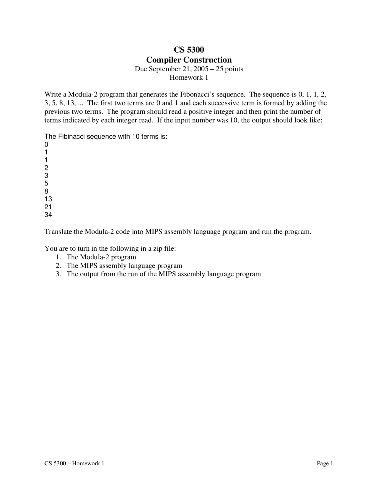 Homework 1 Questions For Compiler Design Cs 5300 Docsity