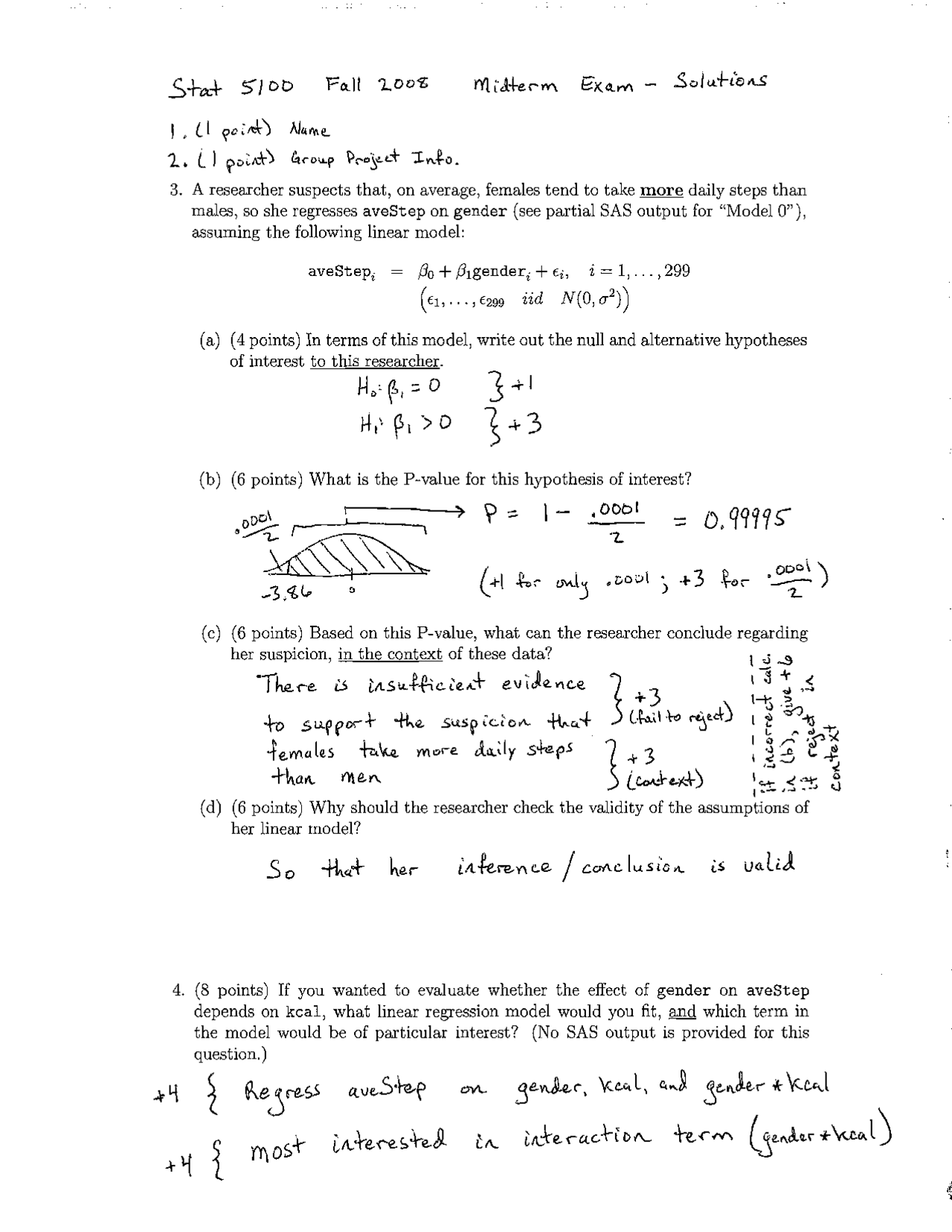 Midterm Exam Solutions For Linear Regression And Time Series Stat