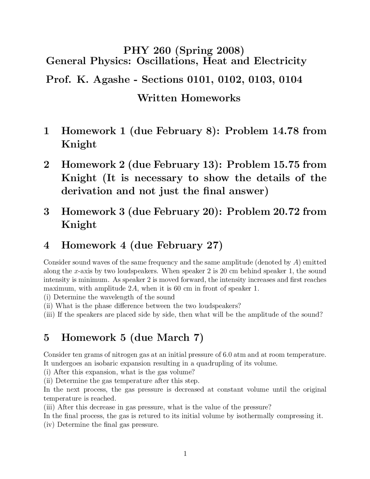 12 Problems On Oscillations Heat And Elasticity Assignment 1 Phys