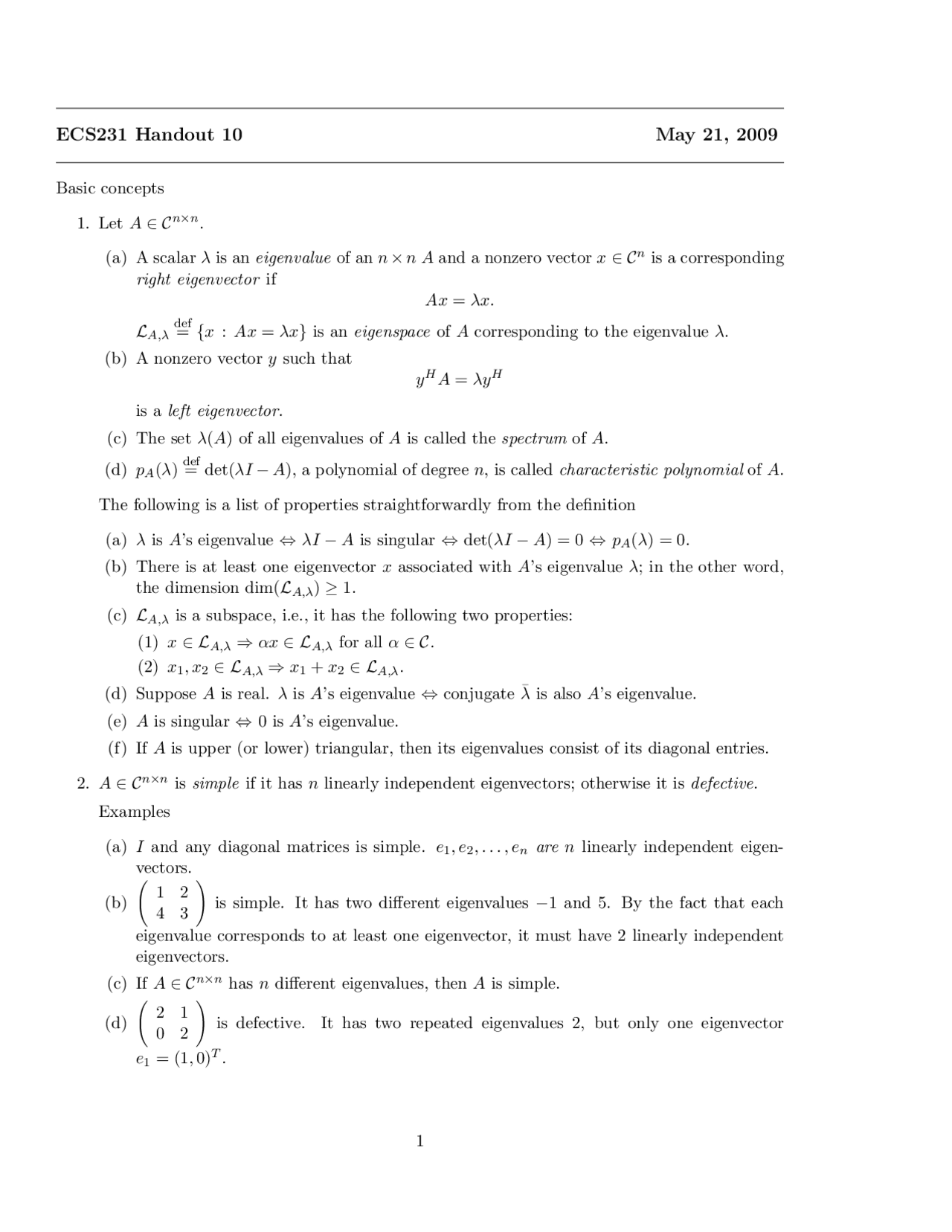 Handout 10 For Scientific Computation Ecs 231 Docsity