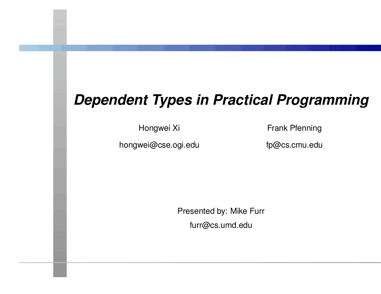 Dependent Types In Practical Programming Cmsc 631 Docsity
